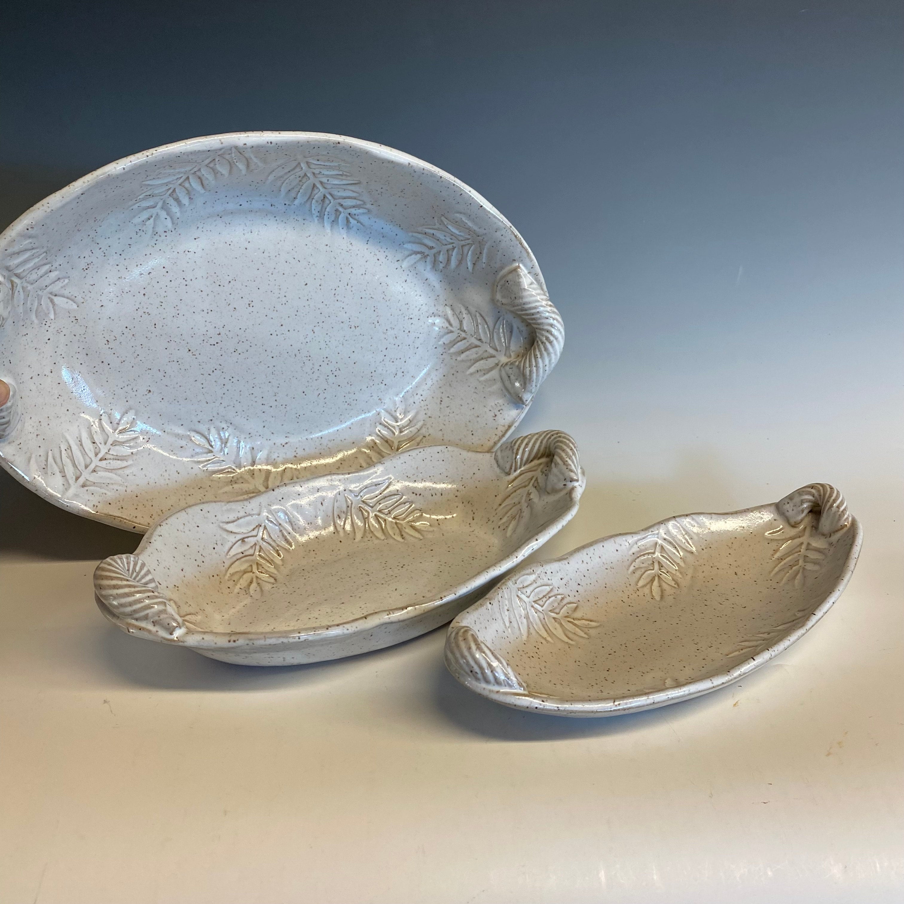 Oval Bowl - Fern Pattern | Thomas Pottery