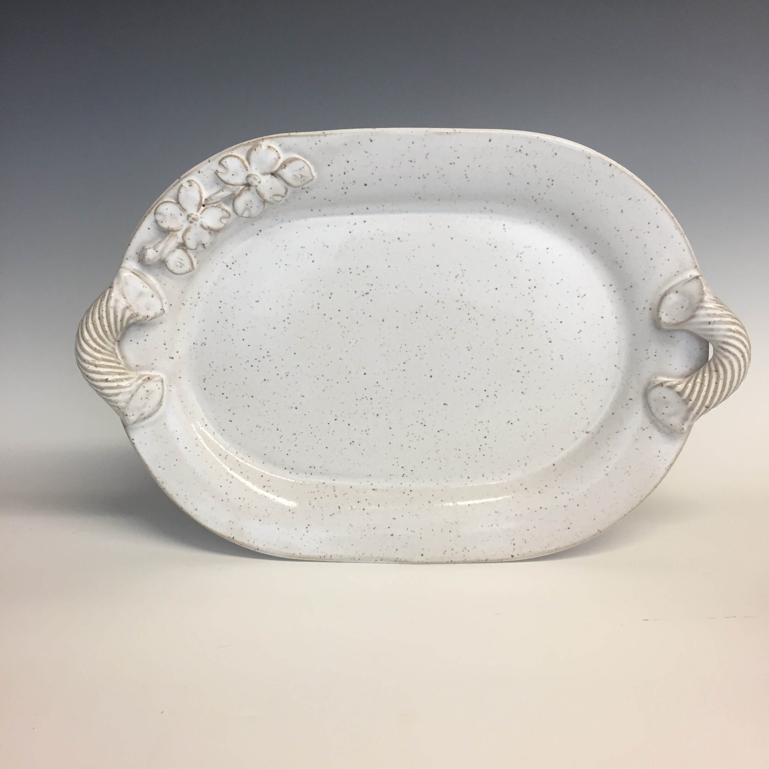 Oval Platter - Dogwood Applique' | Thomas Pottery