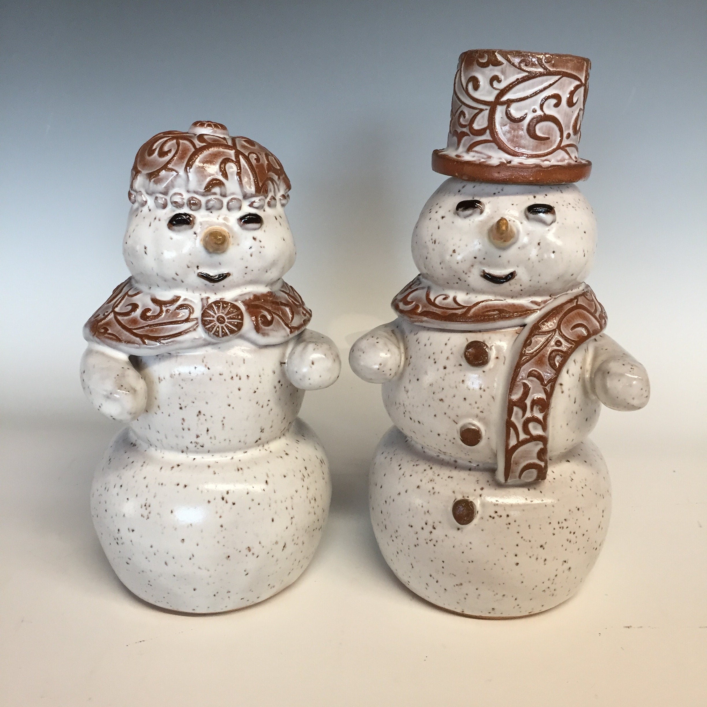 Snowman Sculpture with Gingerbread Hat | Thomas Pottery
